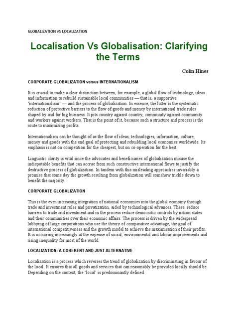 Globalization Vs Localization Pdf Globalization General Agreement