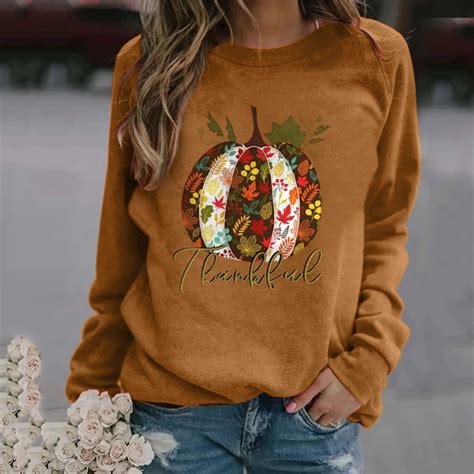 Wjhwsx Womens Thanksgiving Turkey Pullover Cute Long Sleeve Fall Tops