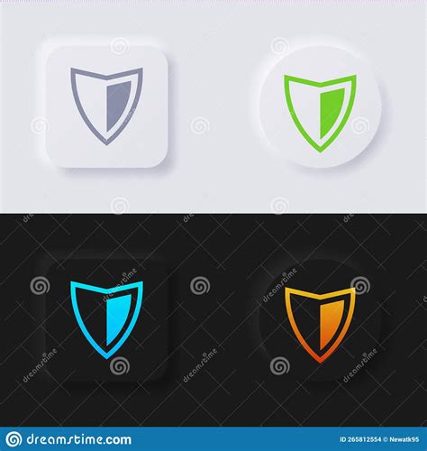Shield Icon Set Multicolor Neumorphism Button Soft Ui Design Stock Vector Illustration Of