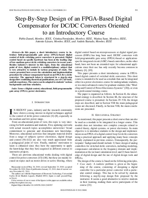 Pdf Step By Step Design Of An Fpga Based Digital Compensator For Dc