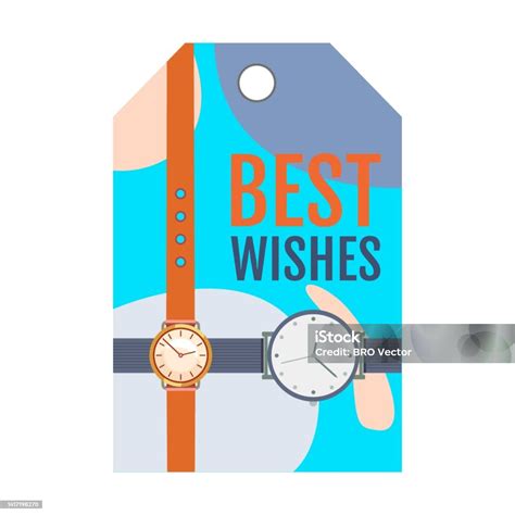 시계 가게 디자인 손목시계는 동기 부여 텍스트 샘플이 있는 벡터 일러스트레이션입니다 시계 매장 라벨 소매 전단지 인사말 또는 파티 초대 카드에 대한 템플릿 디자인에 대한