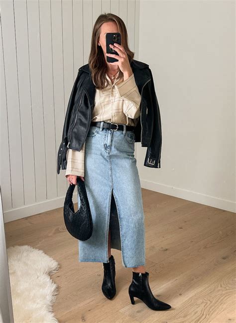 С чем носить длинную джинсовую юбку 55 фото