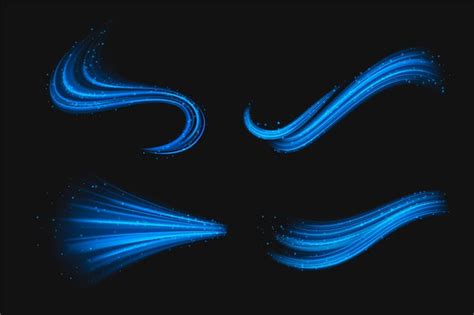 Circle And Wave Blue Wind Effect With Particles Free Vector