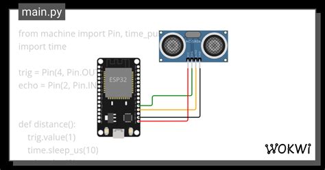 Ledesp32python超声波测距 Wokwi Esp32 Stm32 Arduino Simulator