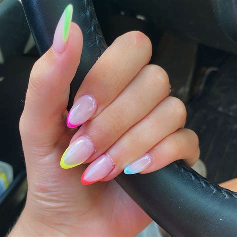 Rainbow Tip Nails In 2025 Nails Gel Nails Shellac Nail Colors