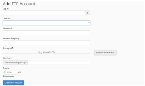 how to create ftp account on cpanel