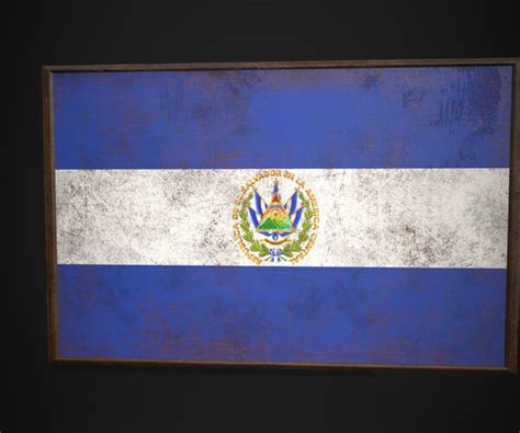 Artstation Old Picture Frame With El Salvador Flag Game Assets