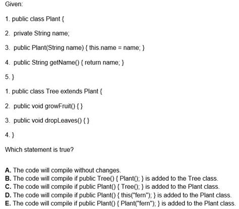 solved given 1 public class plant 2 private string name