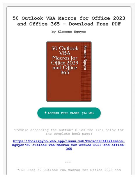 pdf free 50 outlook vba macros for office 2023 and office 365 by
