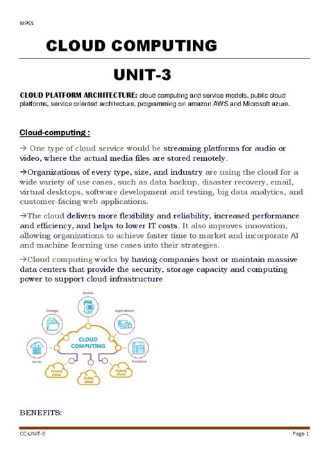 Cloud Computing Unit 3 Cloud Computing Unit 3 Cloud Platform