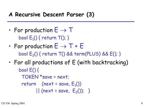 Ppt Top Down Parsing Recursive Descent Predictive Parsing