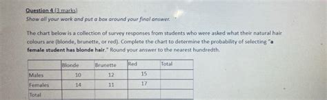 solved question 4 3 marks show all your work and put a