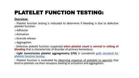 SOLUTION Hematology Platelet Function Testing Studypool