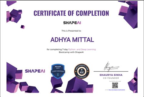 Adhya Mittal On Linkedin Bootcamp Deeplearning Shapeai Python