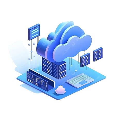 Isometric 3d Illustration Cloud Technology Work On White Background It S Upload Data To Cloud