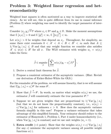 Solved Problem 3 Weighted Linear Regression And