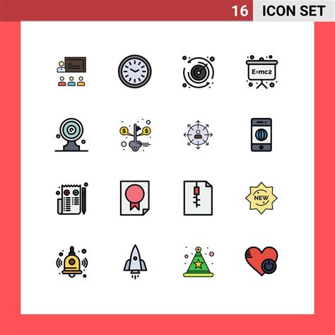 Set Of 16 Modern Ui Icons Symbols Signs For Aim Board Physics Time Emc Timer Editable Creative