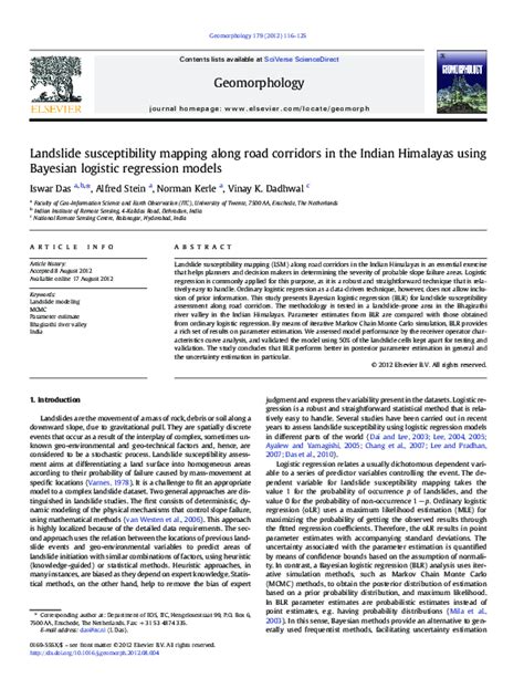 Pdf Landslide Susceptibility Mapping Along Road Corridors In The Indian Himalayas Using
