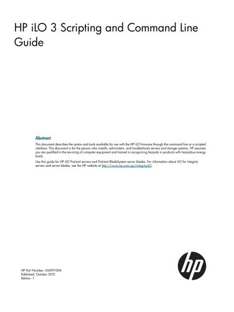 Hp Ilo 3 Scripting And Command Line Guide Business Support