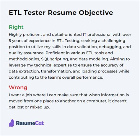Top 16 ETL Tester Resume Objective Examples ResumeCat