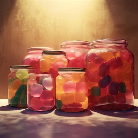 Premium Ai Image Several Jars Of Jelly Candy Sitting On A Table With