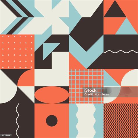 Simple Geometric Pattern Design With Basic Geometry Forms Stock