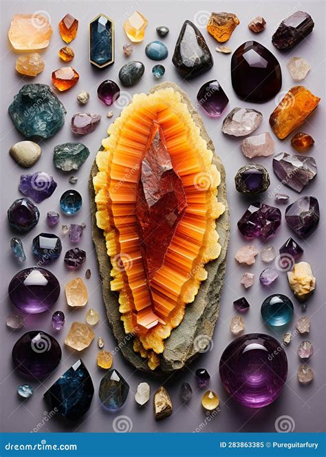 Geode Rock And Gemstone Layout Stock Illustration Illustration Of Crystals Stones 283863385