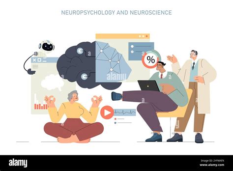 Neuropsychology Concept Scientists Exploring Human Cognition Engaging With A Large Brain
