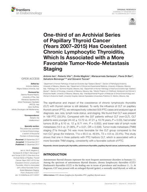 Pdf One Third Of An Archivial Series Of Papillary Thyroid Cancer Years 2007 2015 Has