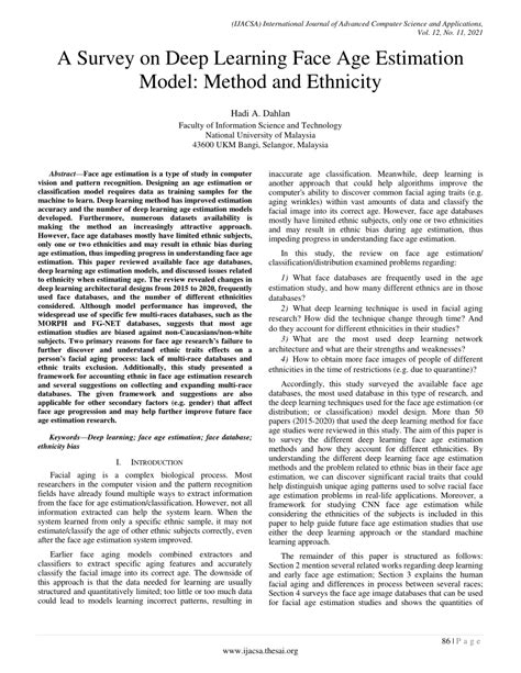 Pdf A Survey On Deep Learning Face Age Estimation Model Method And Ethnicity