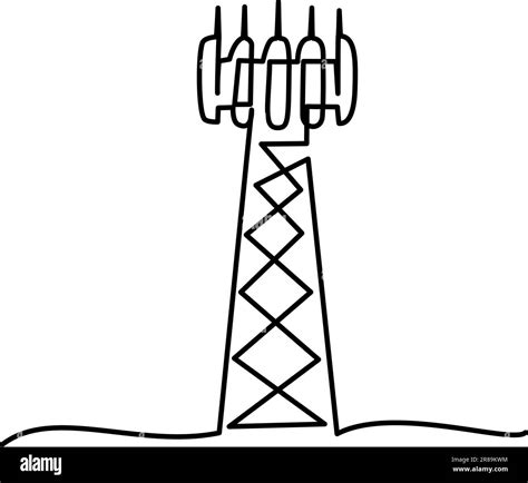 cell tower 5g base transceiver station continuous one line drawing design 5g technology
