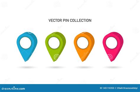 Vector Pin Collection Map Pin Set Location Point Colorful Stock Vector Illustration Of