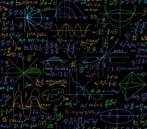 Mathematical Multicolored Vector Seamless Background With Handwritten Formulas Equations Task
