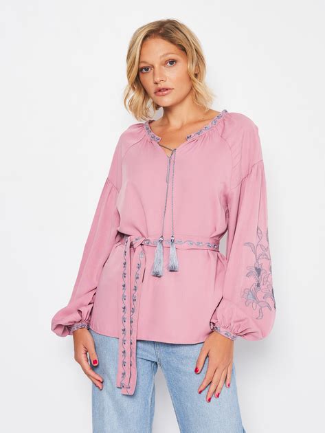 Вишиванка жіноча з візерунком Narodnyy Butik Гармонія 1047 1 42 Пудрова з сірим Nb2000000311425