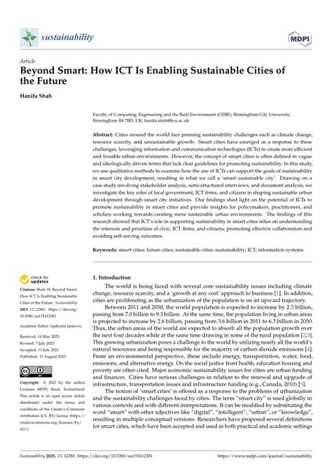 Pdf Beyond Smart How Ict Is Enabling Sustainable Cities Of The Future