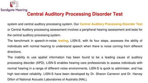 Ppt Auditory Processing Disorder Tests Powerpoint Presentation Free Download Id10509936