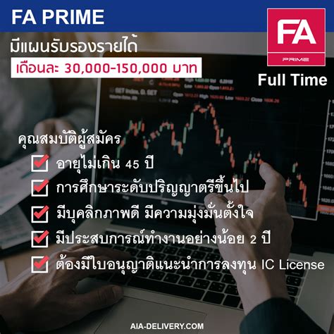 รับสมัคร Aia Fa Prime ที่ปรึกษาด้านการประกันชีวิตและการเงินมืออาชีพ