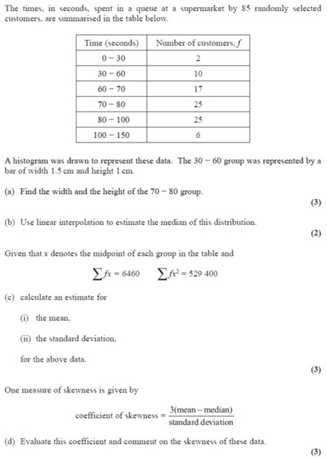 Exam Questions Continuous Data Standard Deviation Examsolutions
