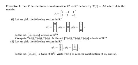 Solved Exercise 1 Let T Be The Linear Transformation R3