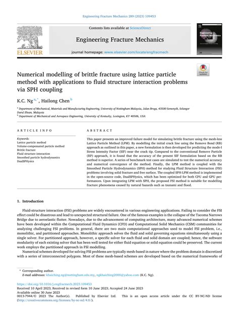 Pdf Numerical Modelling Of Brittle Fracture Using Lattice Particle Method With Applications To