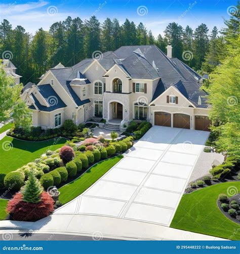 Upper Class Luxury Big House Exterior Of Expensive Real Estate Stock