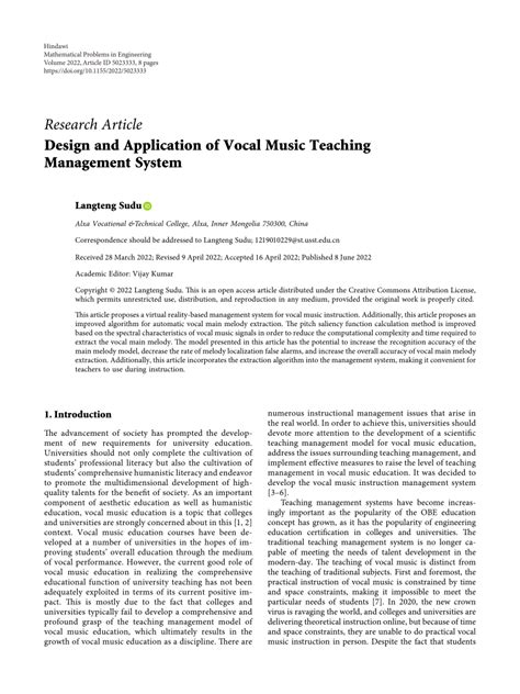 Pdf Design And Application Of Vocal Music Teaching Management System