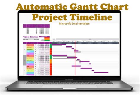 Gantt Chart Automatic Project Timeline [excel Template] Etsy