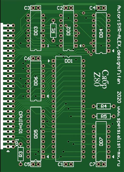 Печатная плата Сябр Z80 882 зелёная маска — Chipkin