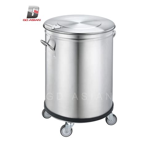 50l 100l Restaurant Stainless Steel Garbage Trash Bin With Wheel
