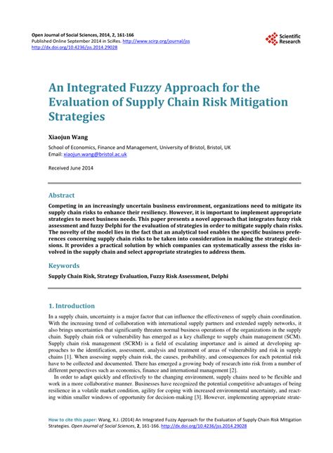 Pdf An Integrated Fuzzy Approach For The Evaluation Of Supply Chain Risk Mitigation Strategies
