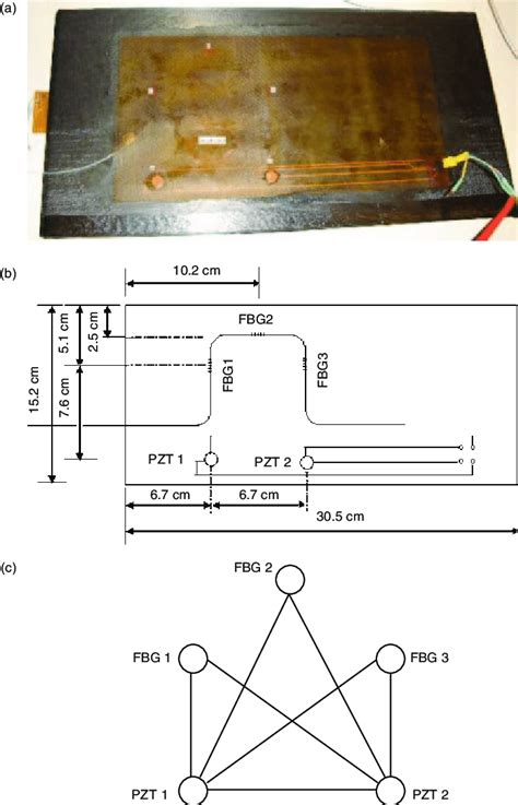 Composite Specimen With The Hybrid Pzt Fbg Sensor Network A Picture Download Scientific