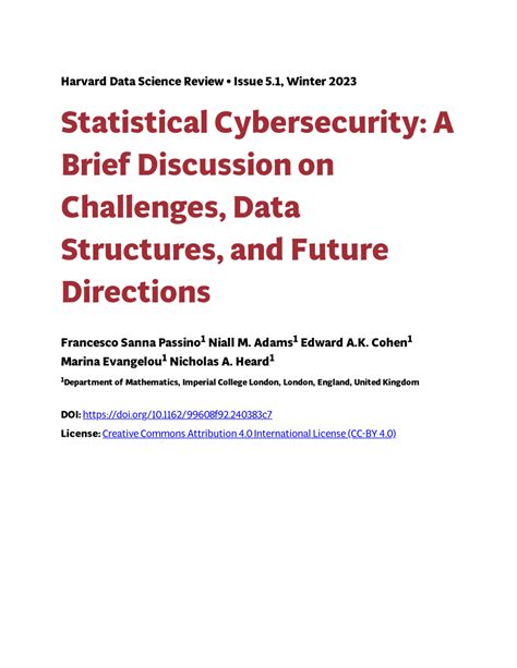Pdf Statistical Cybersecurity A Brief Discussion Of Challenges Data Structures And Future