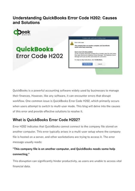 Fix Quickbooks Error Code H202 In Multi User Mode Pdf