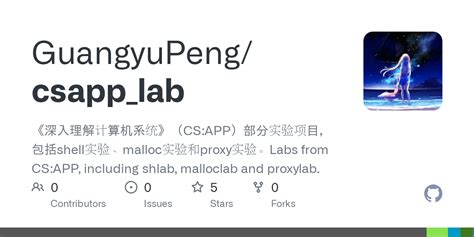 GitHub GuangyuPeng csapp lab 深入理解计算机系统CS APP部分实验项目包括shell实验malloc实验和proxy实验Labs from